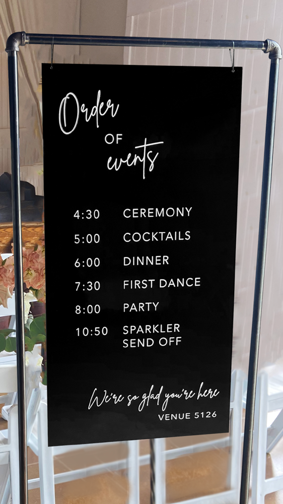 Order of Events Acrylic Sign - Standard - Venue 5126